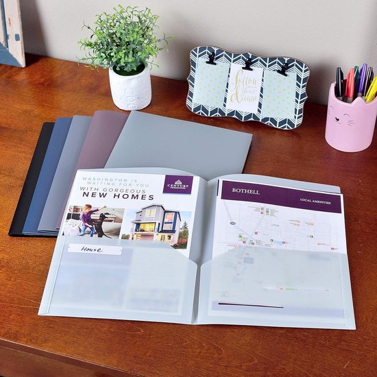 Allecto Plus - 6 Stuks Plastic Map met Twee Zakken voor Documenten ...