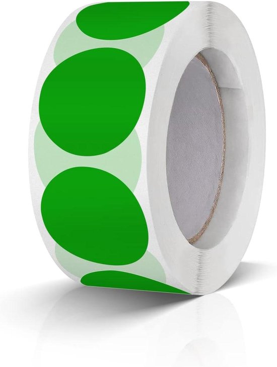 Ronde stickers 25 mm groen - Set van 500 stuks, handig voor ...