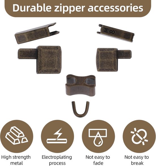 Allecto Plus - 60 stuks metalen scharnierkappen voor ritssluitingen ...