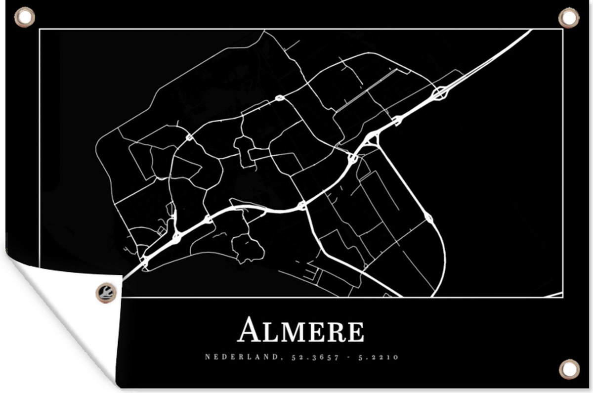 Tuindecoratie Stadskaart - Almere - Kaart - Plattegrond - 60x40 cm ...
