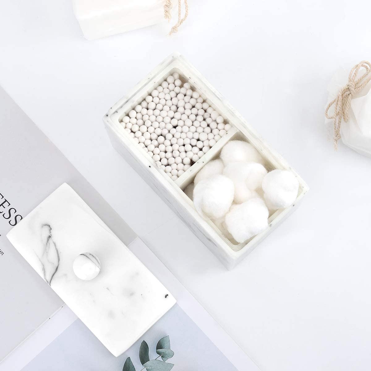 Cotton Swab Holder, Luxspire Resin Cotton Ball Canister with Lid, 2 ...