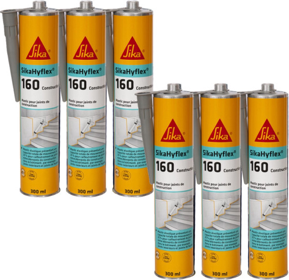 Set van 6 SIKA SikaHyflex 160 Bouwbeton gevelkitten - Betongrijs ...