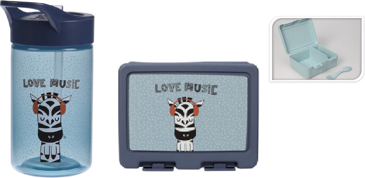 Kids brooddoos met vork + drinkfles set - 430ML - Verschillende prints ...