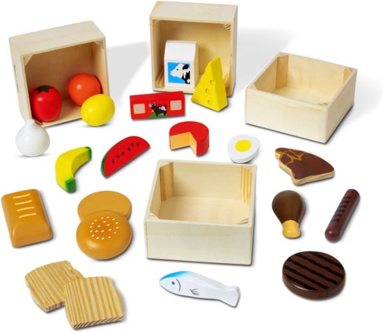 Melissa & Doug Houten Etenswaren In 4 Kratjes 21-delig | bol.com