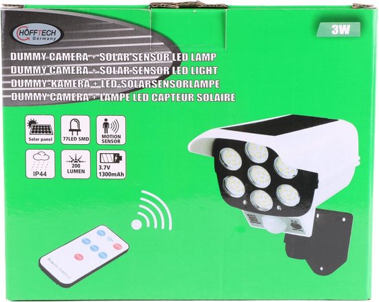 Hofftech Dummy camera wandlamp - LED - zonne-energie - bewegingssensor - 1200 mAh... | bol