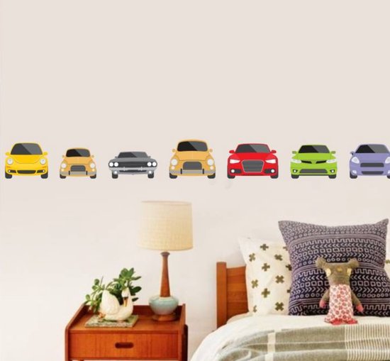 Auto muur-, raamsticker set 7 auto's | bol.com