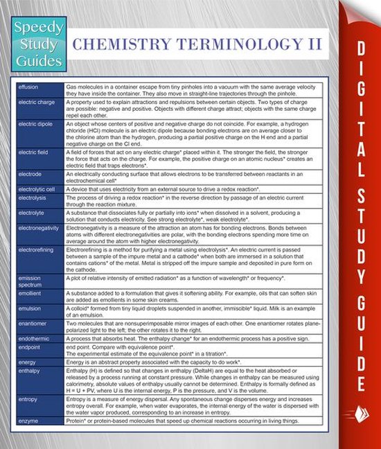 Chemistry Terminology II (Speedy Study Guides) (ebook), Speedy ...