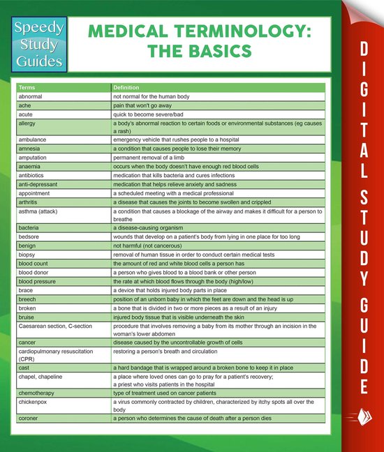 Medical Terminology:The Basics Speedy Study Guides (ebook), Speedy ...
