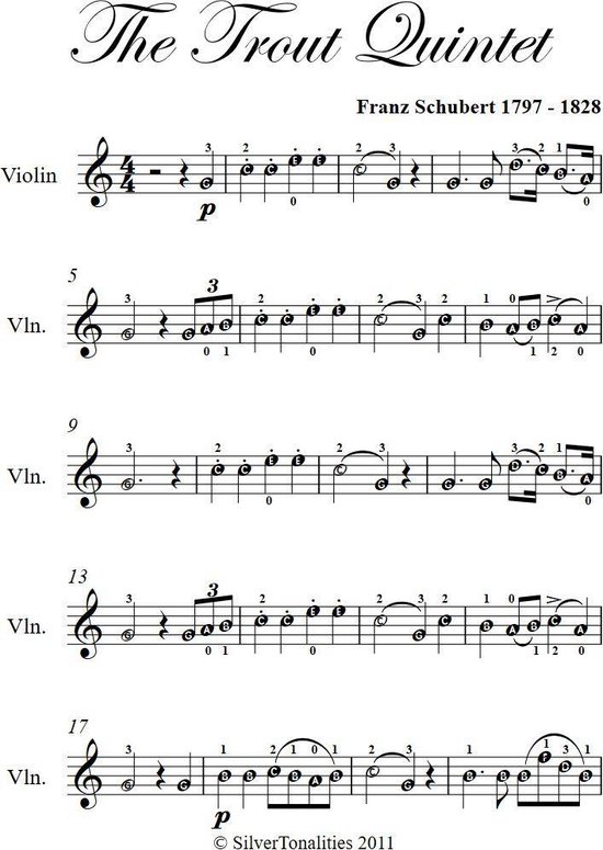Trout Quintet Easy Violin Sheet Music (ebook), Franz Schubert ...