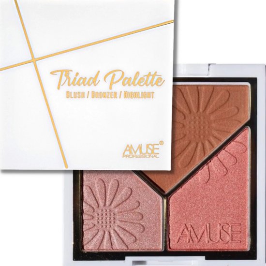 Amuse Triad Face Palette - 02 - Head Over Heels - Gezichtspalet - Bronzer, Highlight &... | bol