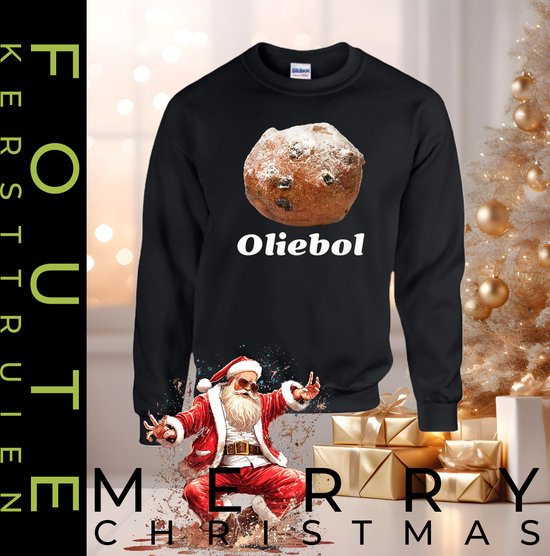 Kerst trui-Kersttrui dames en heren-Zwart-Oliebol-Foute Kersttrui-Maat ...