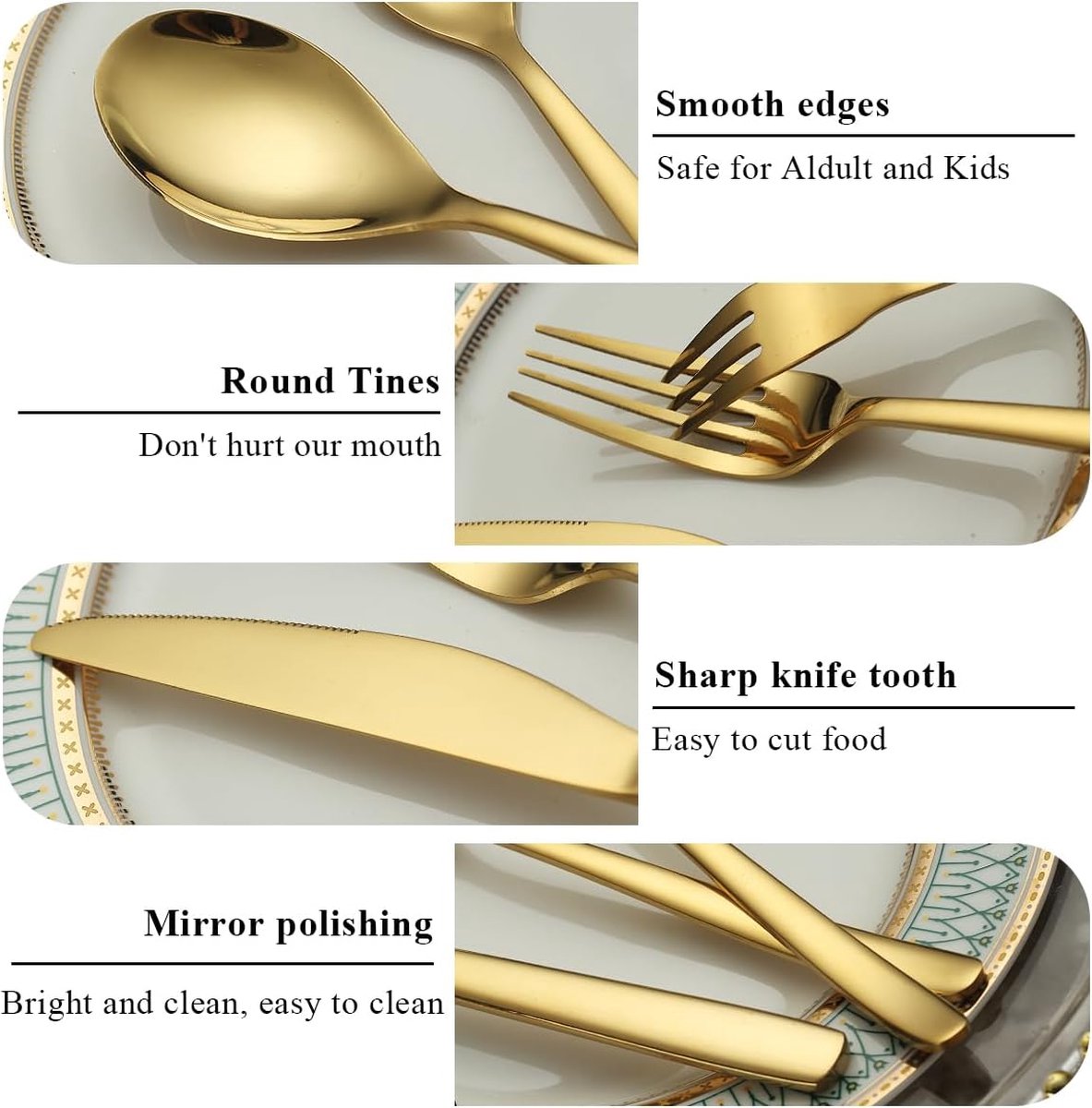 Gouden Bestekset 60-delig, Service voor 12 Personen, Gouden Titanium ...