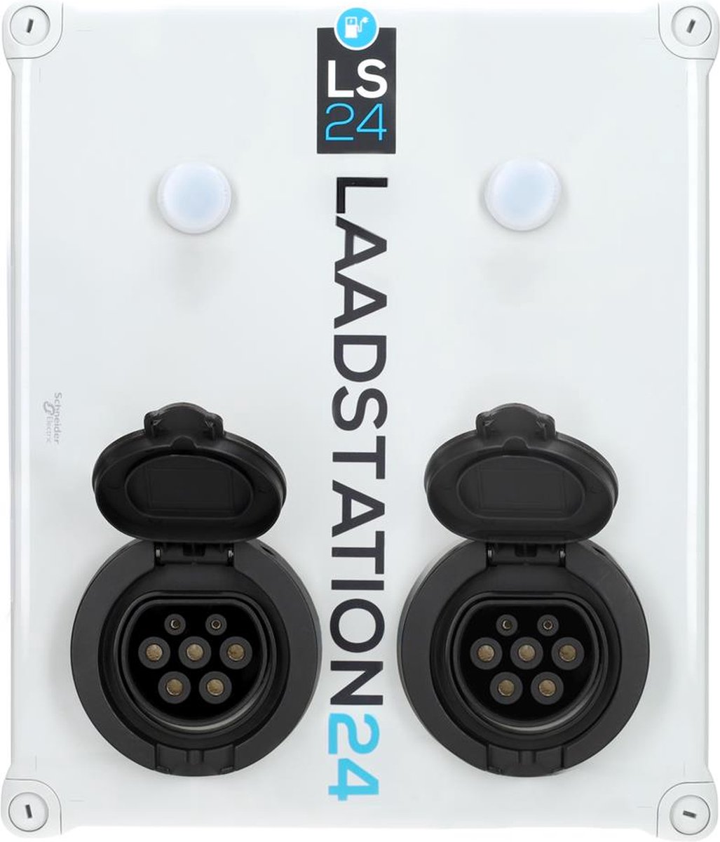 LS24 dubbele laadpaal type 2 Mennekes wandcontactdoos 2x32A (2x22kW ...