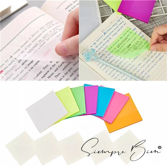 Transparante sticky notes 7 Kleuren - Doorzichtige post its - Notitie ...