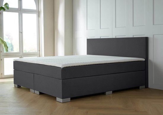 Boxspring Barcelona - 160x200 - Antraciet - met gratis topper! | bol