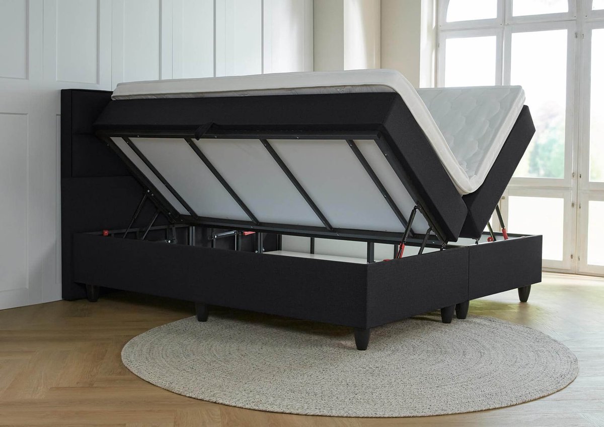 Opberg boxspring Genua - 140x200 - Zwart - met gratis topper! | bol.com