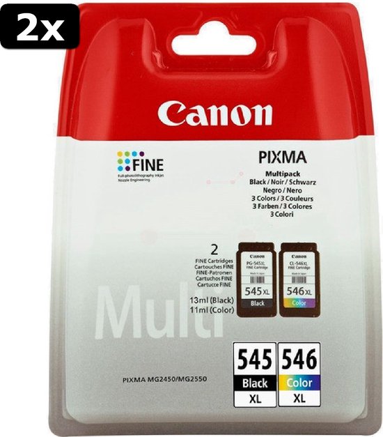 2x Canon PG-545XL/CL-546XL - Inktcartridge - MultiPack - CMYK ...