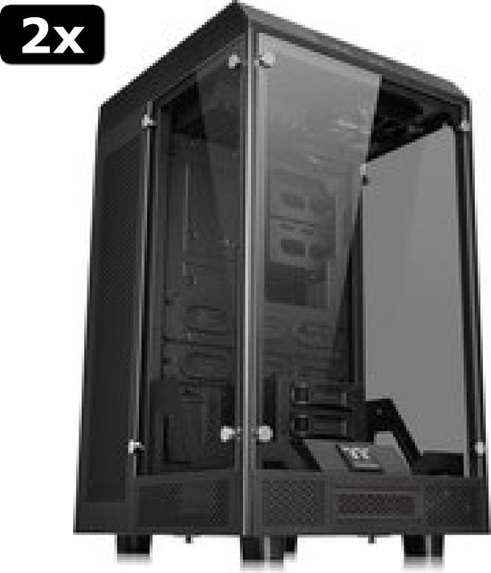 2x Thermaltake The Tower 900 E-ATX Case with Tempered Glass - Black ...
