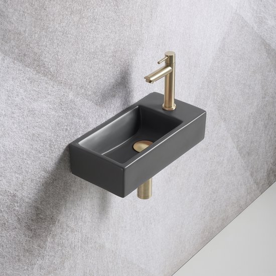 Fonteinset Mia 40.5x20x10.5cm mat antraciet rechts inclusief fontein ...