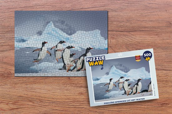 Puzzel Pinguïns springen uit het water - Legpuzzel - Puzzel 500 stukjes ...