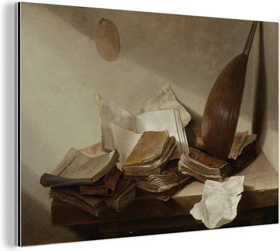 Wanddecoratie Metaal - Aluminium Schilderij Industrieel - Stilleven met boeken -... | bol