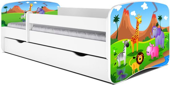 Bed babydreams wit safari zonder lade zonder matras 140/70 | bol.com