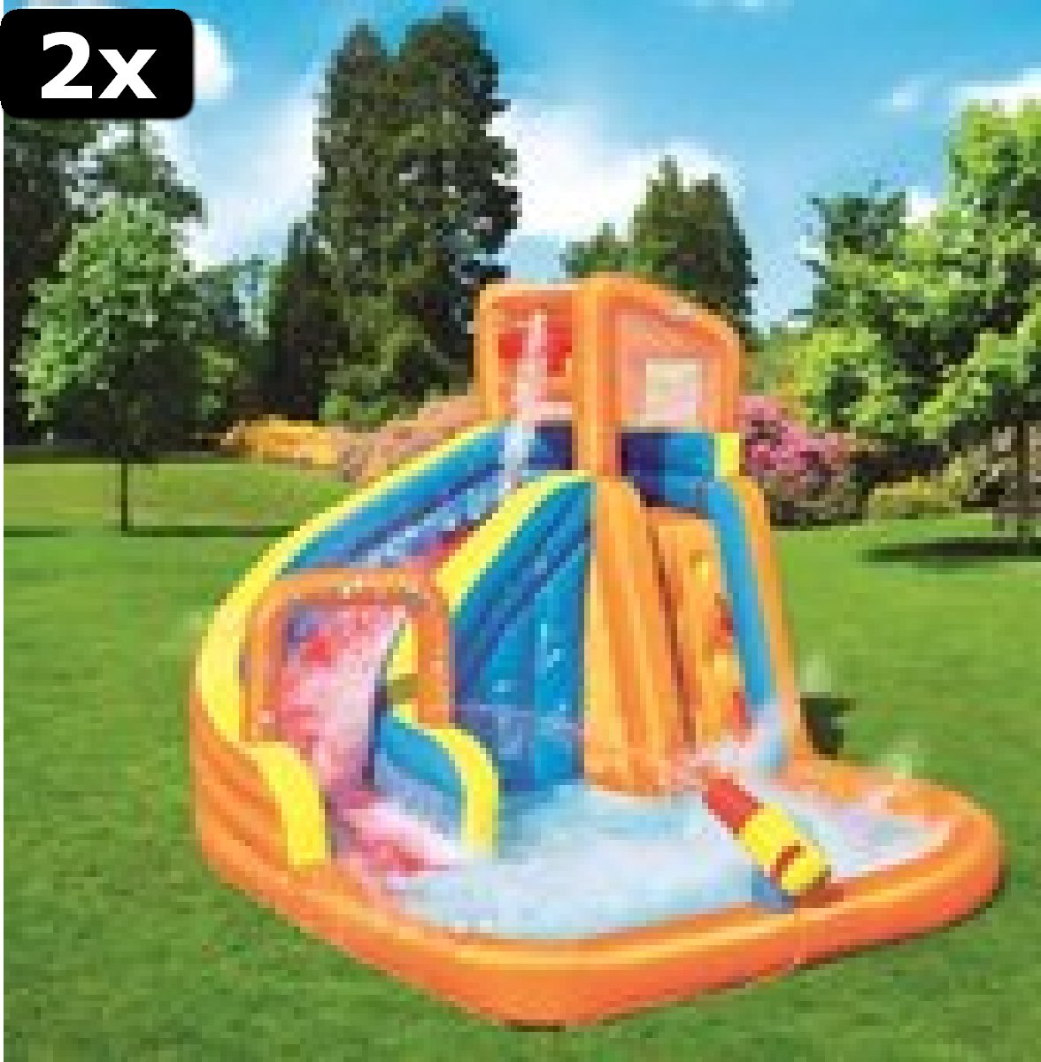 2x Waterpark turbo splash avec mur d'escalade et piscine, souffleur d ...