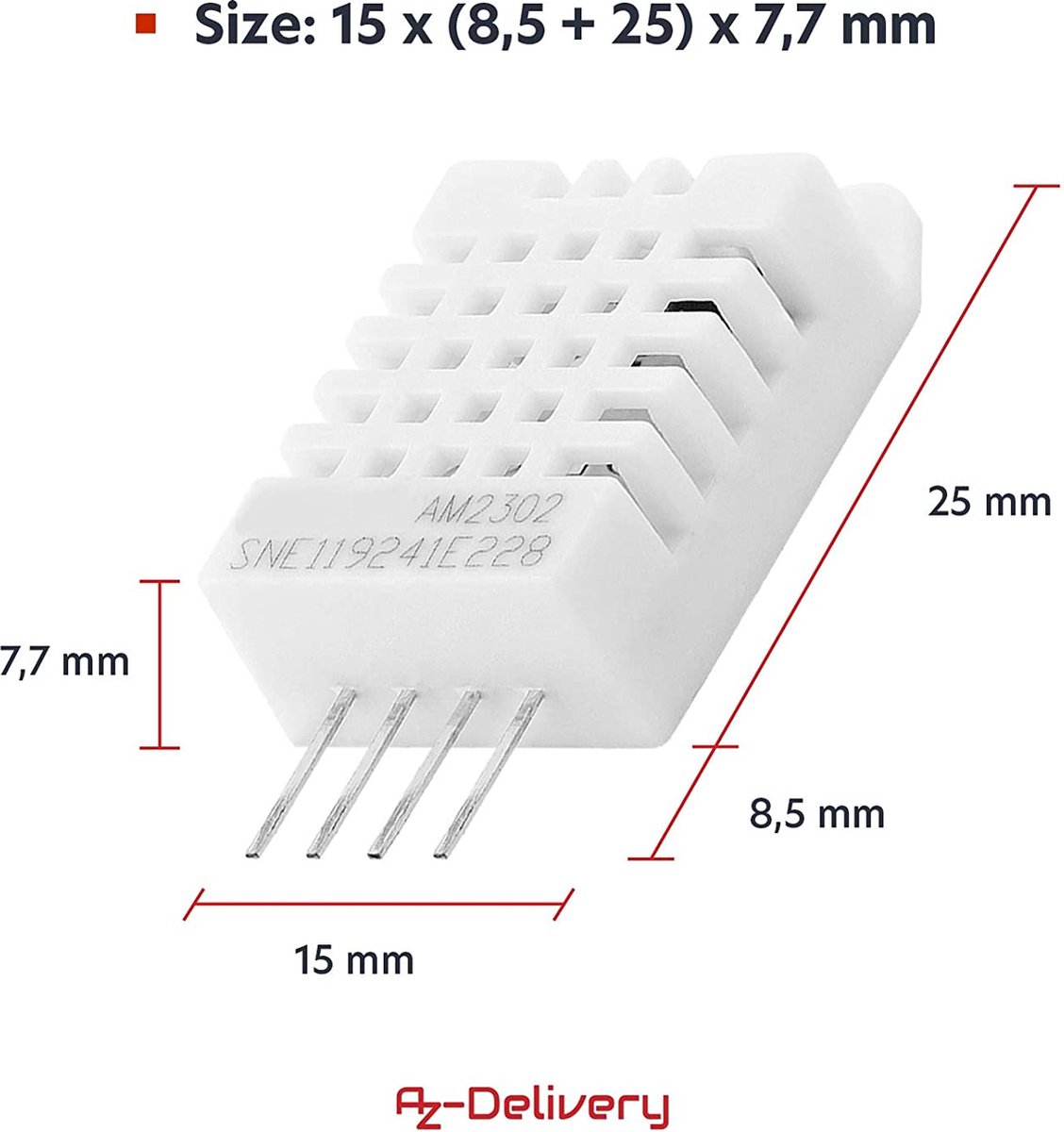 AZDelivery 3 x DHT22 AM2302 Temperatuursensor en vochtigheidssensor ...