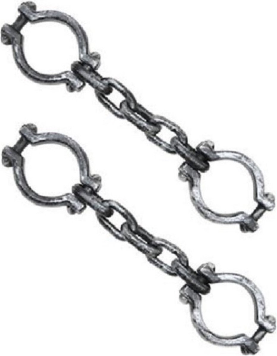 2x stuks handboeien gevangene/boef ketting plastic 45 cm - Carnaval ...