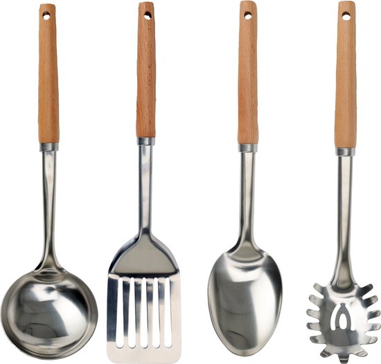 Excellent Houseware 4-delig keukengerei - Pasta lepel/opscheplepel ...