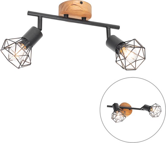 QAZQA mosh - Industriele Wand en Plafondspot | Spotje | Opbouwspot - 2 lichts - L 45.5... | bol.