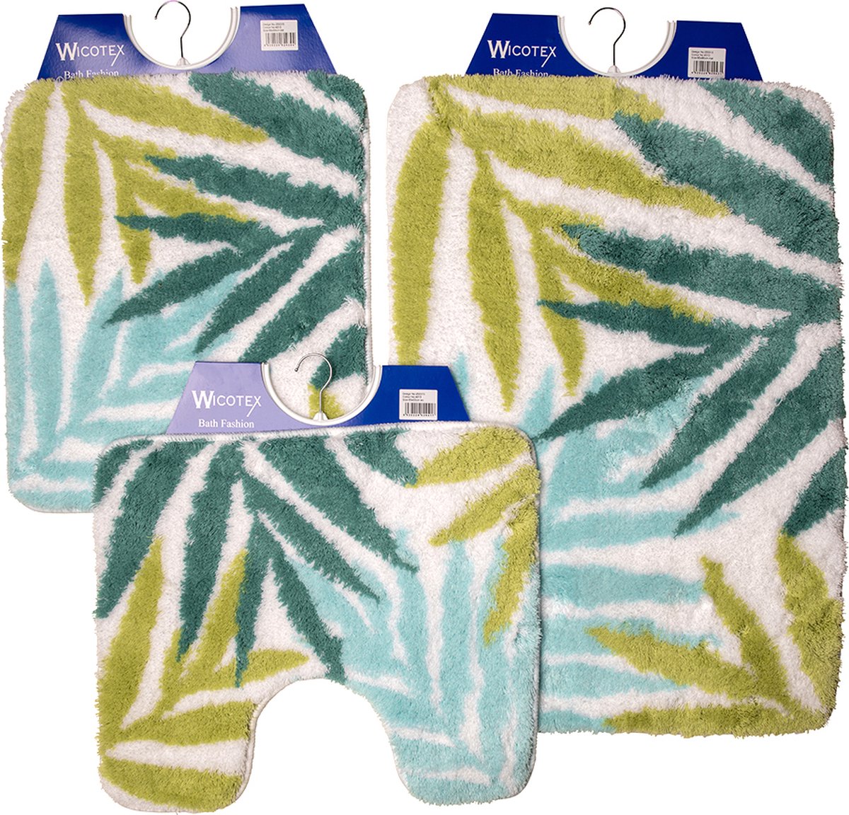 Wicotex-Badmat-set-Badmat-Toiletmat-Bidetmat bladeren groen-Antislip ...