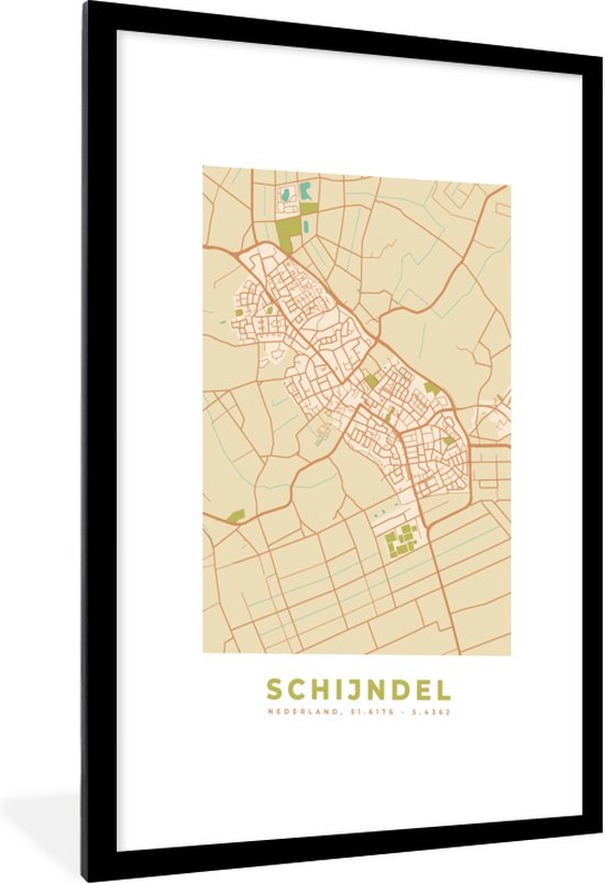 Fotolijst incl. Poster - Schijndel - Kaart - Plattegrond - Stadskaart ...