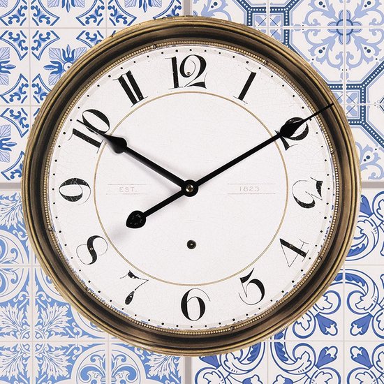 Grote Ronde Wandklok Blauw Wit Landelijke Stijl Ø 58 cm | bol