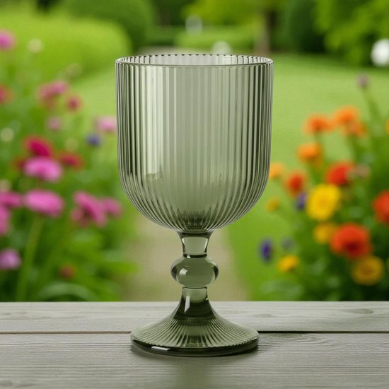 Set van 6 Geribbelde Glazen: Wijnglazen, Waterglazen en Cocktailglazen ...