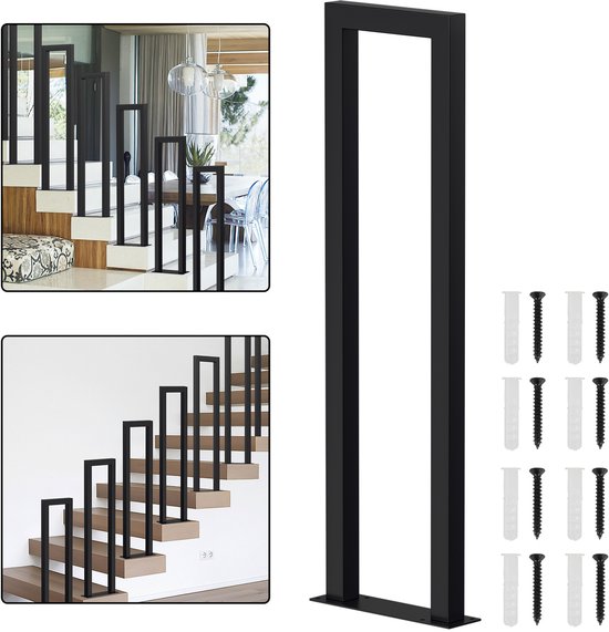 85 cm U-vormige leuningen voor trappen, zwarte stalen trapleuning | bol