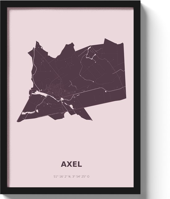 Poster Axel A2 - 42 x 59,4 cm - Paars Inclusief lijst (Zwart MDF) | bol