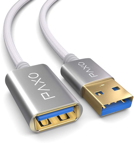 1 Meter USB 3.1 (USB 3.0) Verlengkabel Wit - Nylon Gevlochten A/A | bol