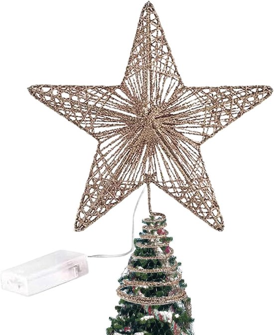 Kerstboom Topper | Ster Versiering - Batterijgevoed - 5-Punt Ster ...