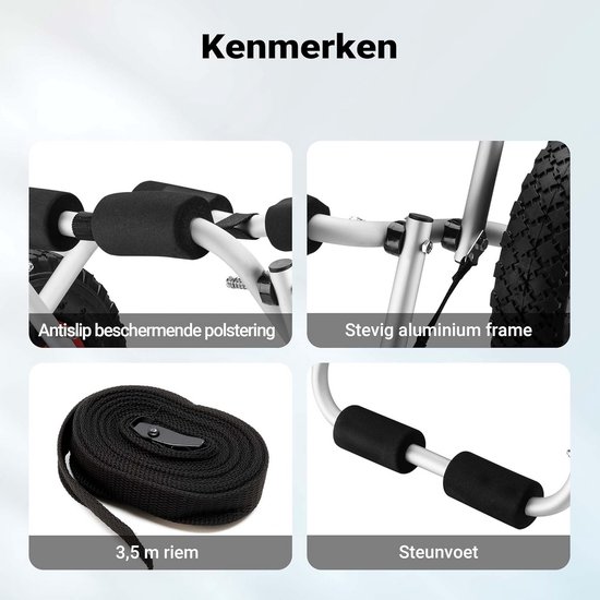 Inklapbare aluminium transportkar voor boot, kano en kajak tot 45 kg | bol
