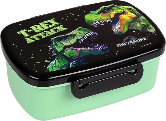 Dino school ontbijtdoos voor jongens, lunchbox met sluiting ...