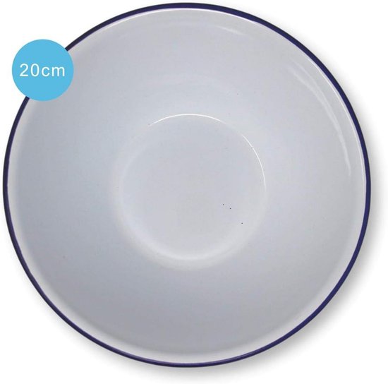 Ovenschaal Emaille Bakblik 20 cm met Blauwe Rand voor Pudding en ...