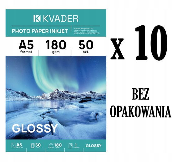 KVADER Glanzend fotopapier A5 180 g, 500 vel, inkjet | bol