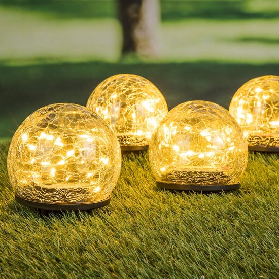 Set van 4 LED Solar Bol Lampen - Decoratieve Tuinverlichting met ...