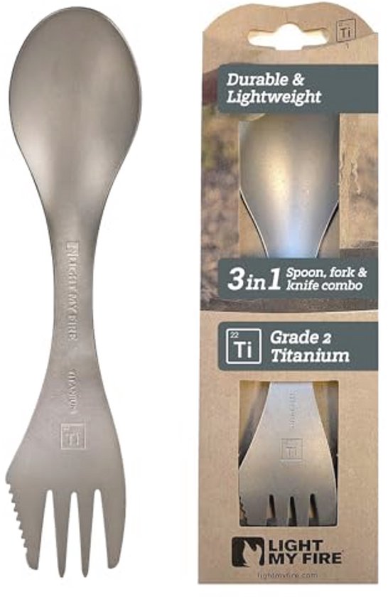 Duurzaam Titanium Spork - 3 in 1 Campingbestek Set voor ...