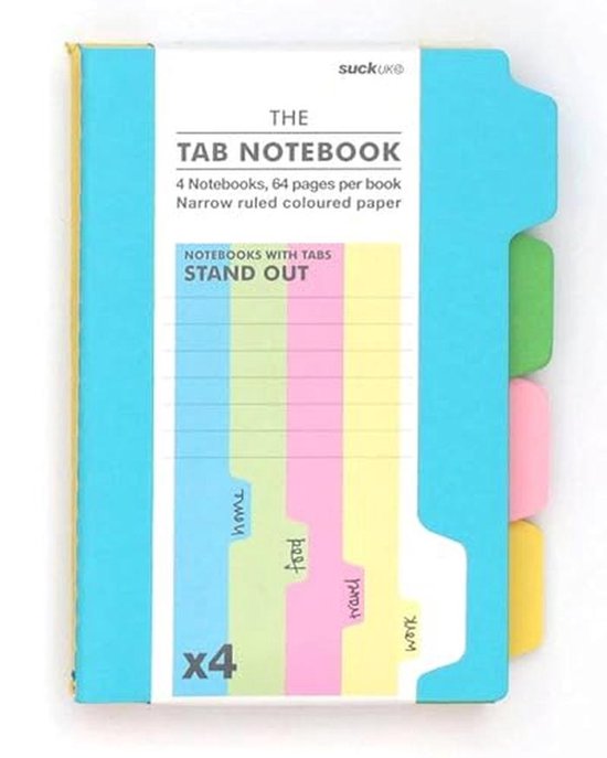 Tabbed Notebooks Set of 4 | Lined Paper Weekly Planner and Organizer | bol