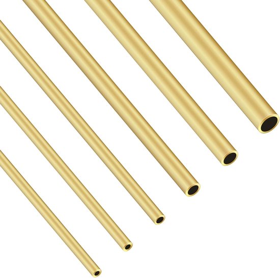 Nordivar - Messing ronde buis set, 6 stuks voor doe-het-zelf ambachten ...