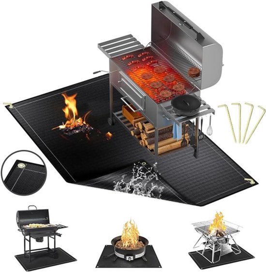 Grillmat voor barbecue en open haard, vloerbescherming, opvouwbaar | bol