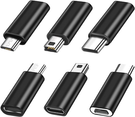 USB C Adapters Set - 6 Stuks, Micro USB naar USB C en Mini USB Adapters ...
