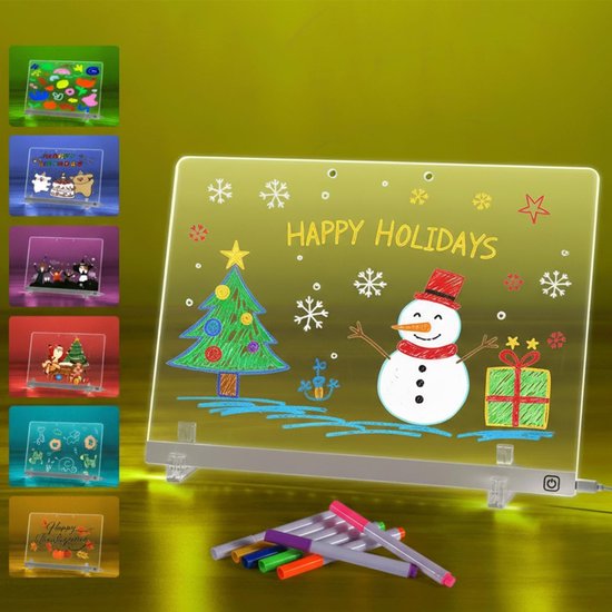 Acryl LED - berichtenbord - 35x25cm - 7-kleurige neonlichten, met ...